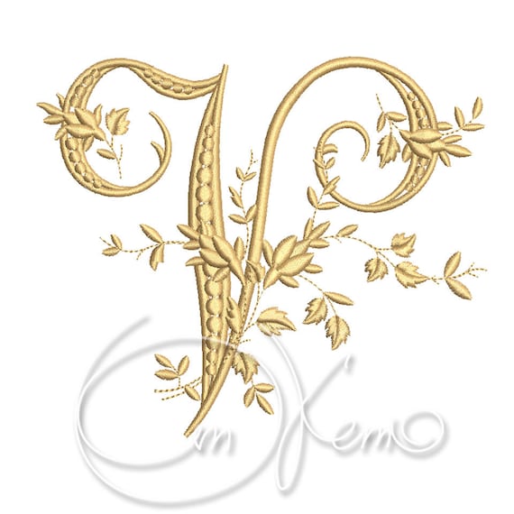 Machine Embroidery Design Capital Letter V Digitized Victorian | Etsy