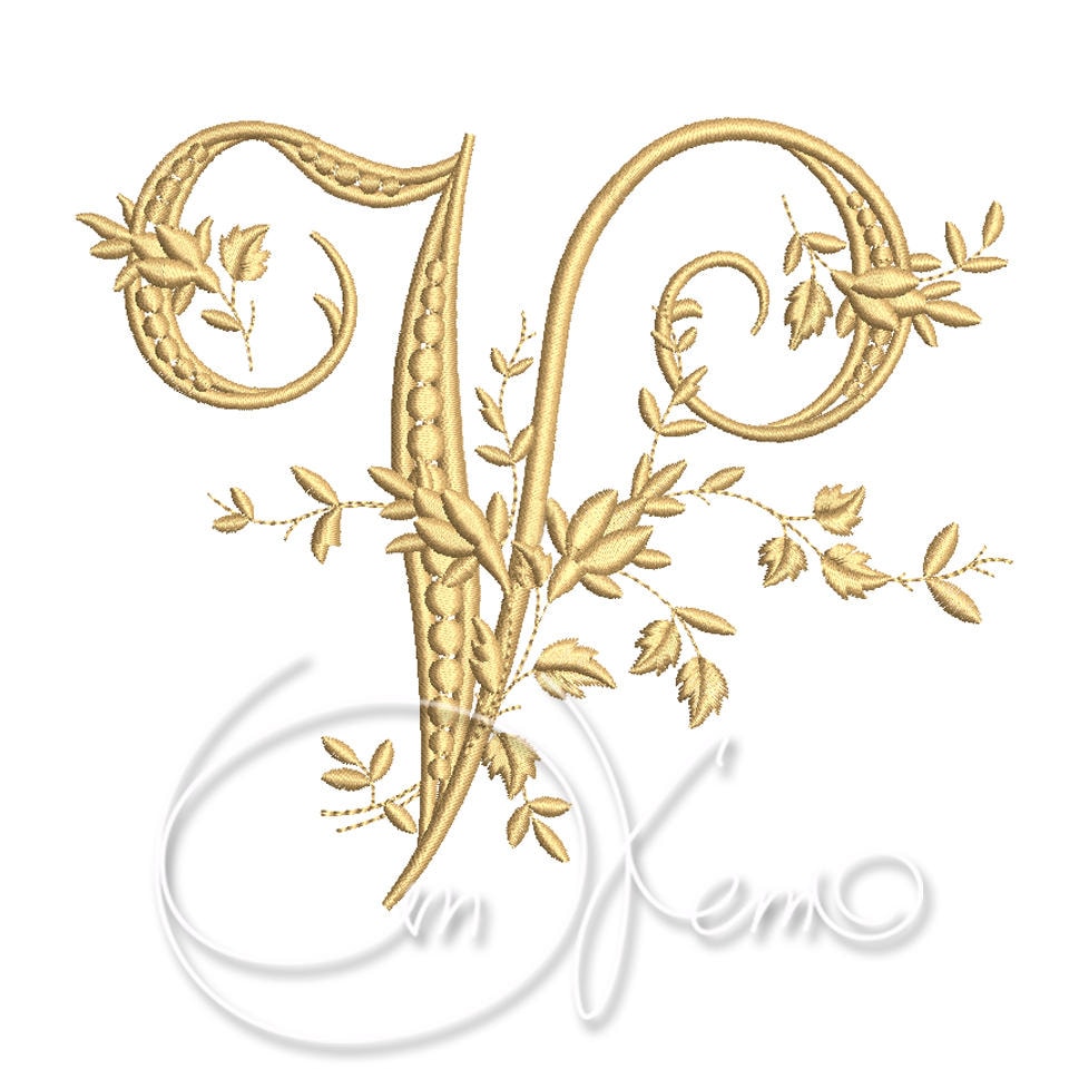 Machine Embroidery Design Capital Letter V Digitized Victorian | Etsy