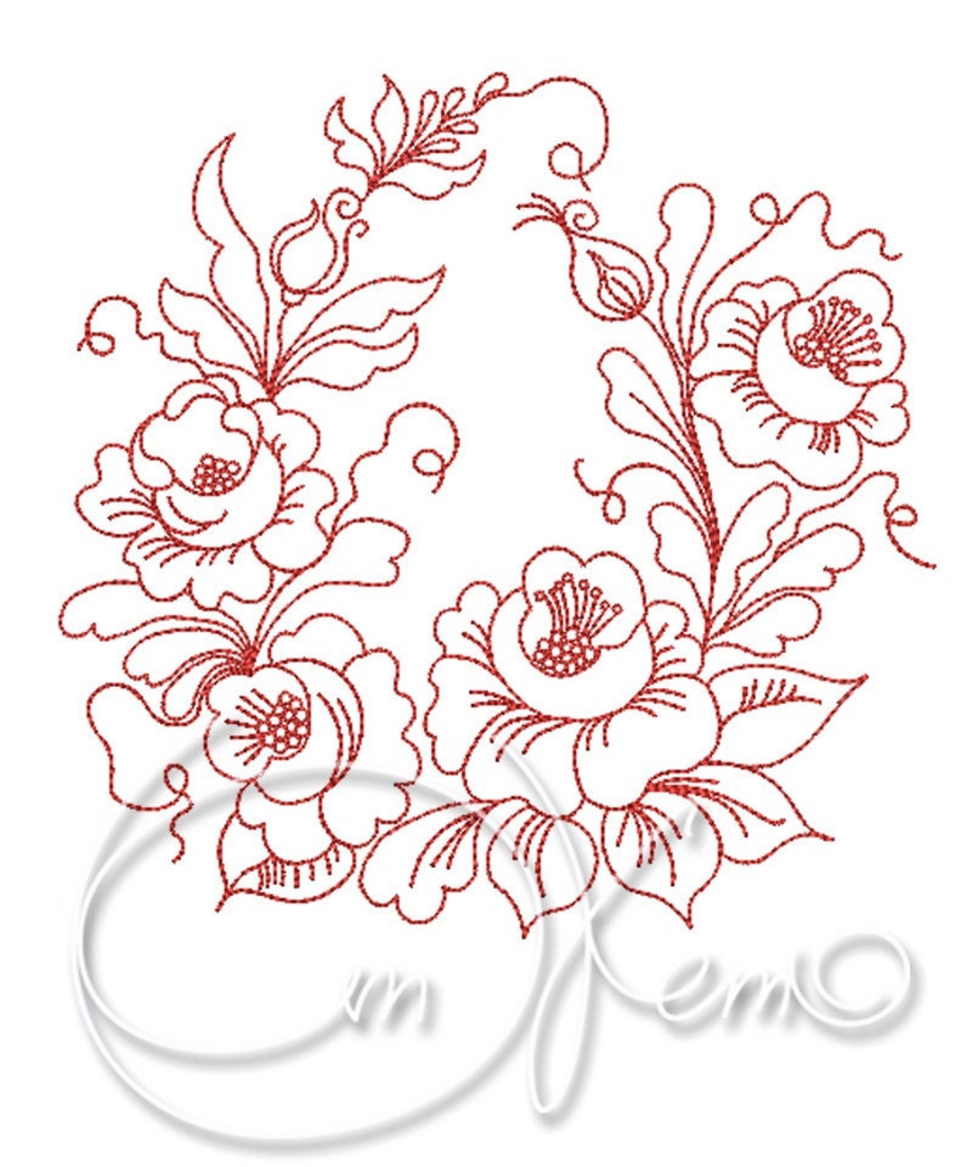 MACHINE EMBROIDERY FILE - Flower Ornament, Floral Design - Etsy