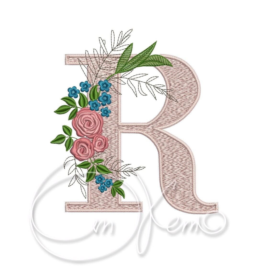 Machine Embroidery Design Capital Letter R Digitized Roses | Etsy