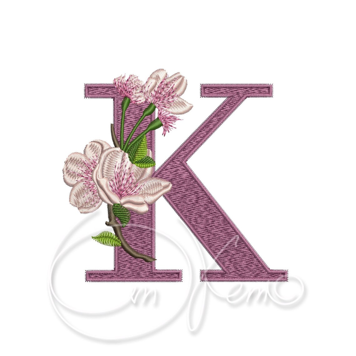 Machine Embroidery Design Capital Letter K Digitized Cherry | Etsy