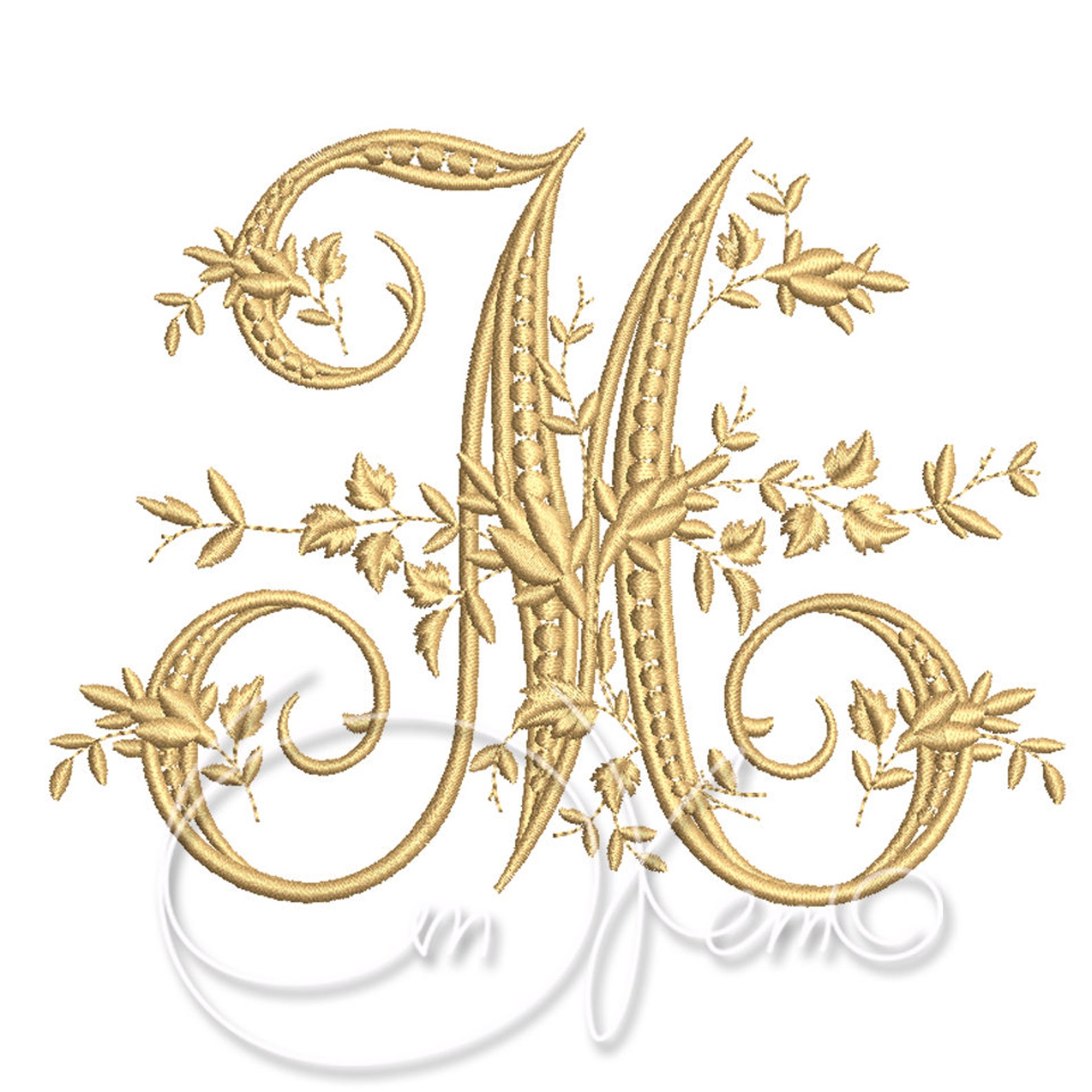 Machine Embroidery Design Capital Letter M Digitized Victorian Alphabet ...