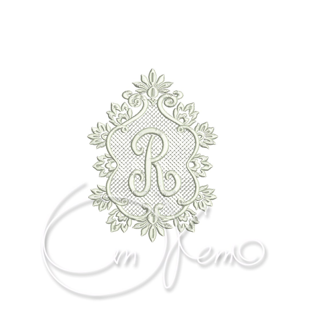 Machine Embroidery Design - Monogrammed Lace Letter R 4x4 Hoop 7x5 Hoop ...