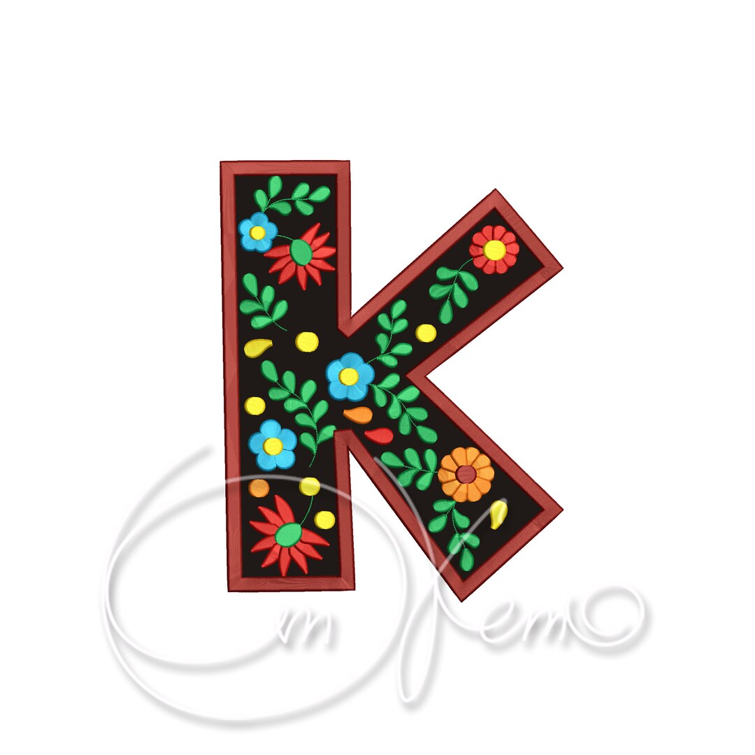 Machine Embroidery Design Capital Letter K Digitized Mexican Alphabet ...