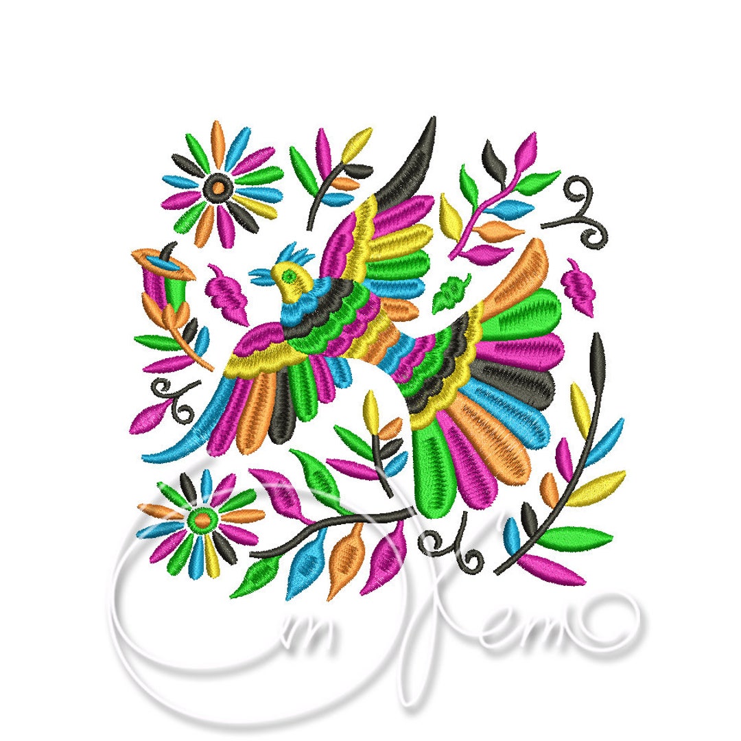 Machine Embroidery Design - Otomi Bird PES Instant Download 4x4 7x5 ...