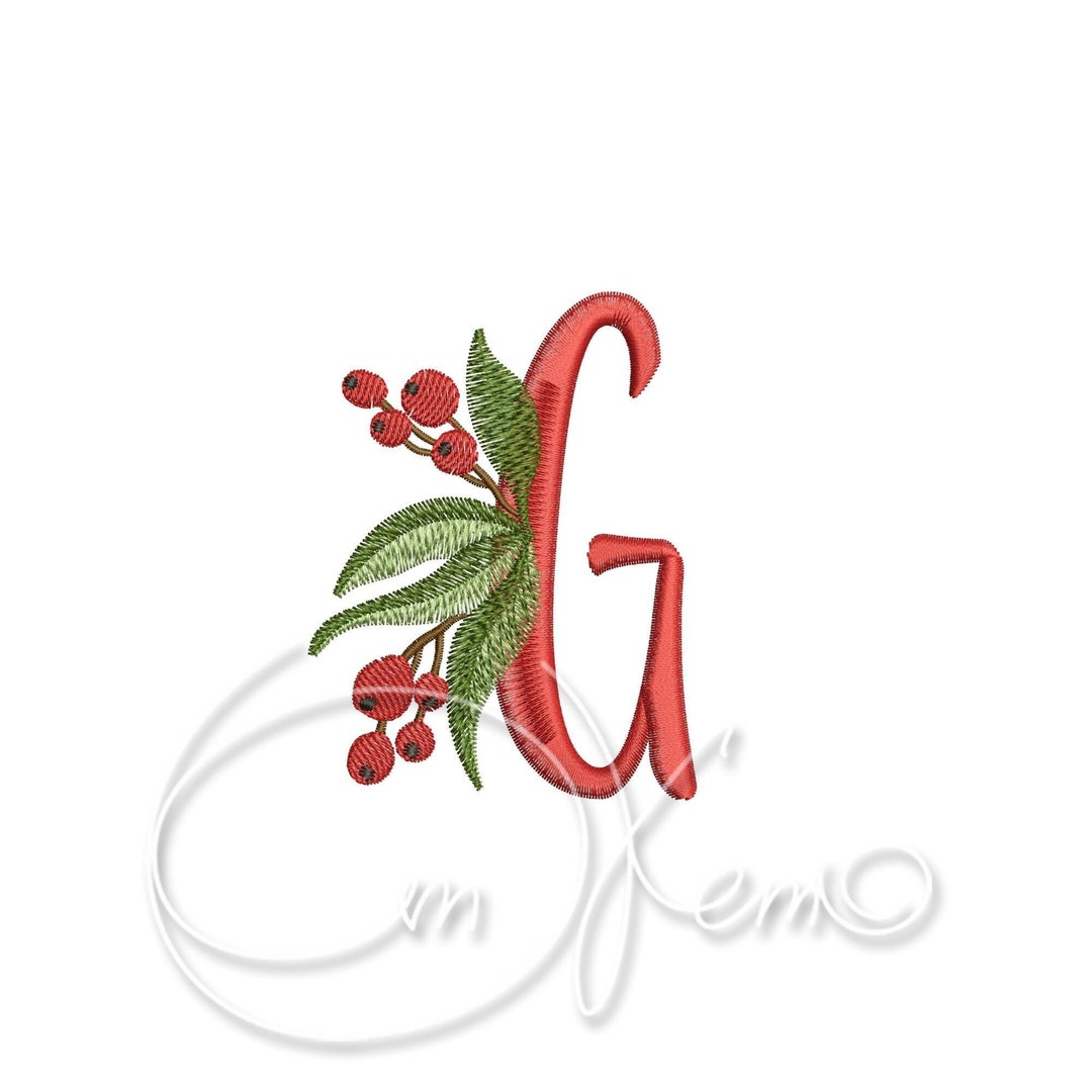 Machine Embroidery Design - Letter G, Christmas Initials, Jingle Bells ...