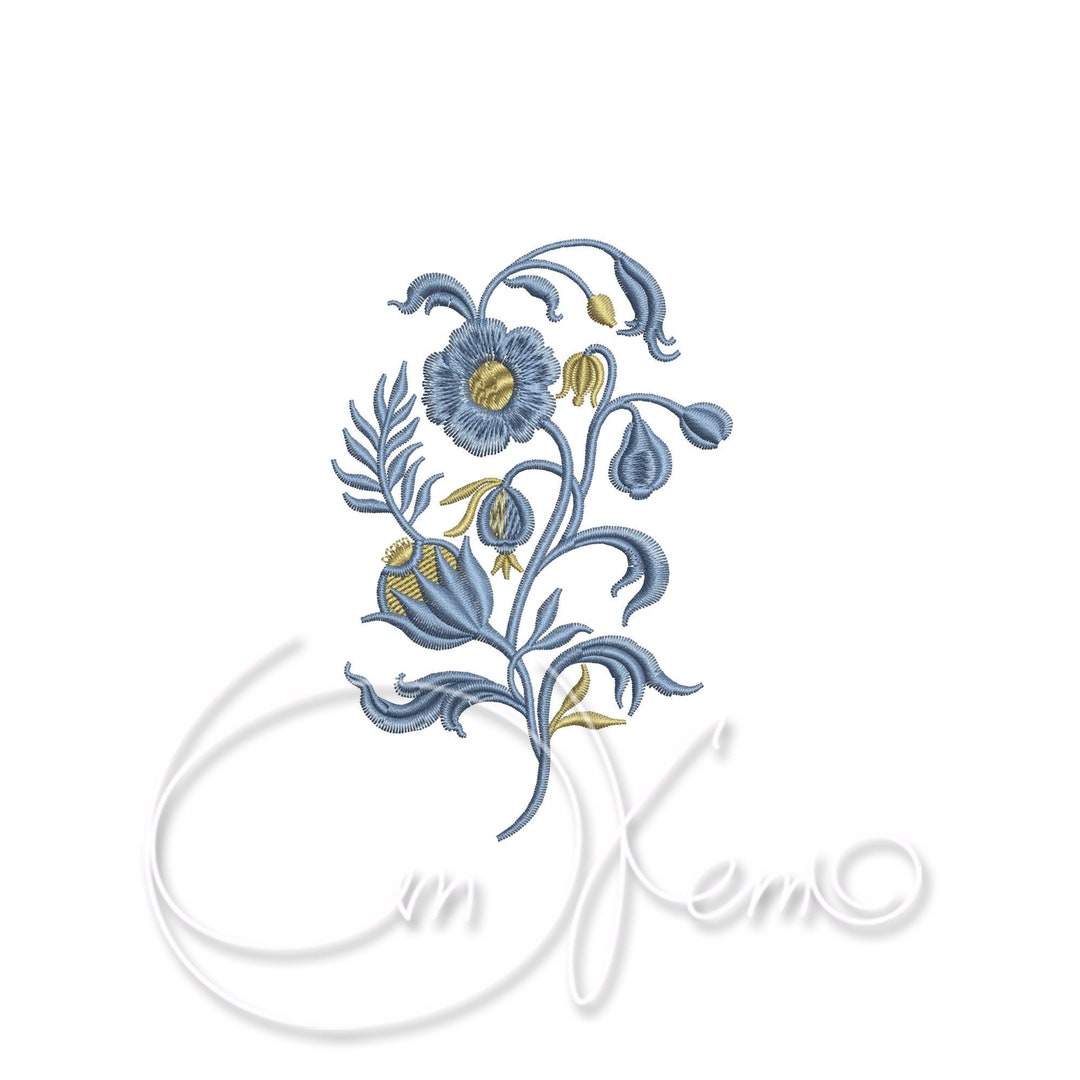 MACHINE EMBROIDERY DESIGN - Jacobean Flowers, Pattern Element, Flower ...