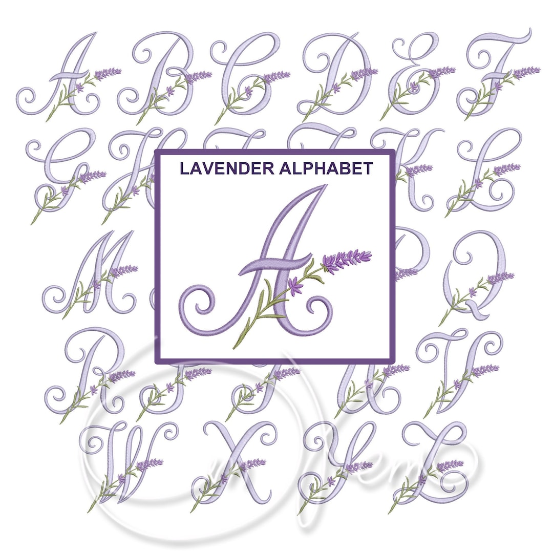 Machine Embroidery Design Lavender Alphabet Instant Download - Etsy