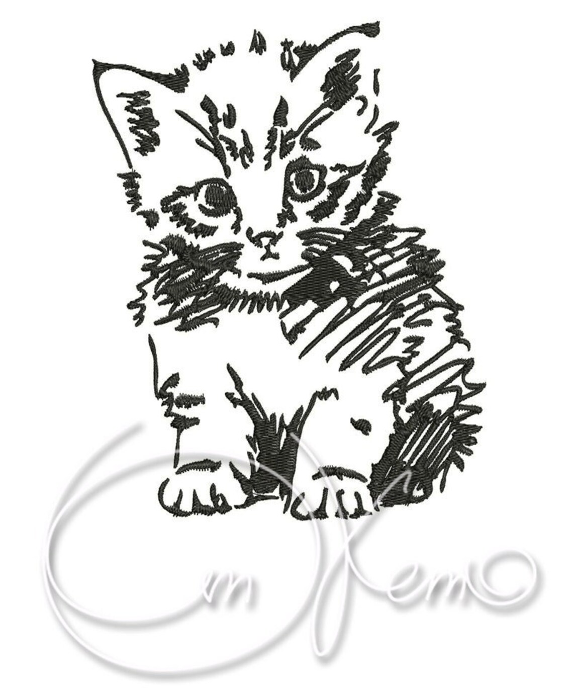 Machine Embroidery Design Little Kitty Digitized Cat 7x5 - Etsy