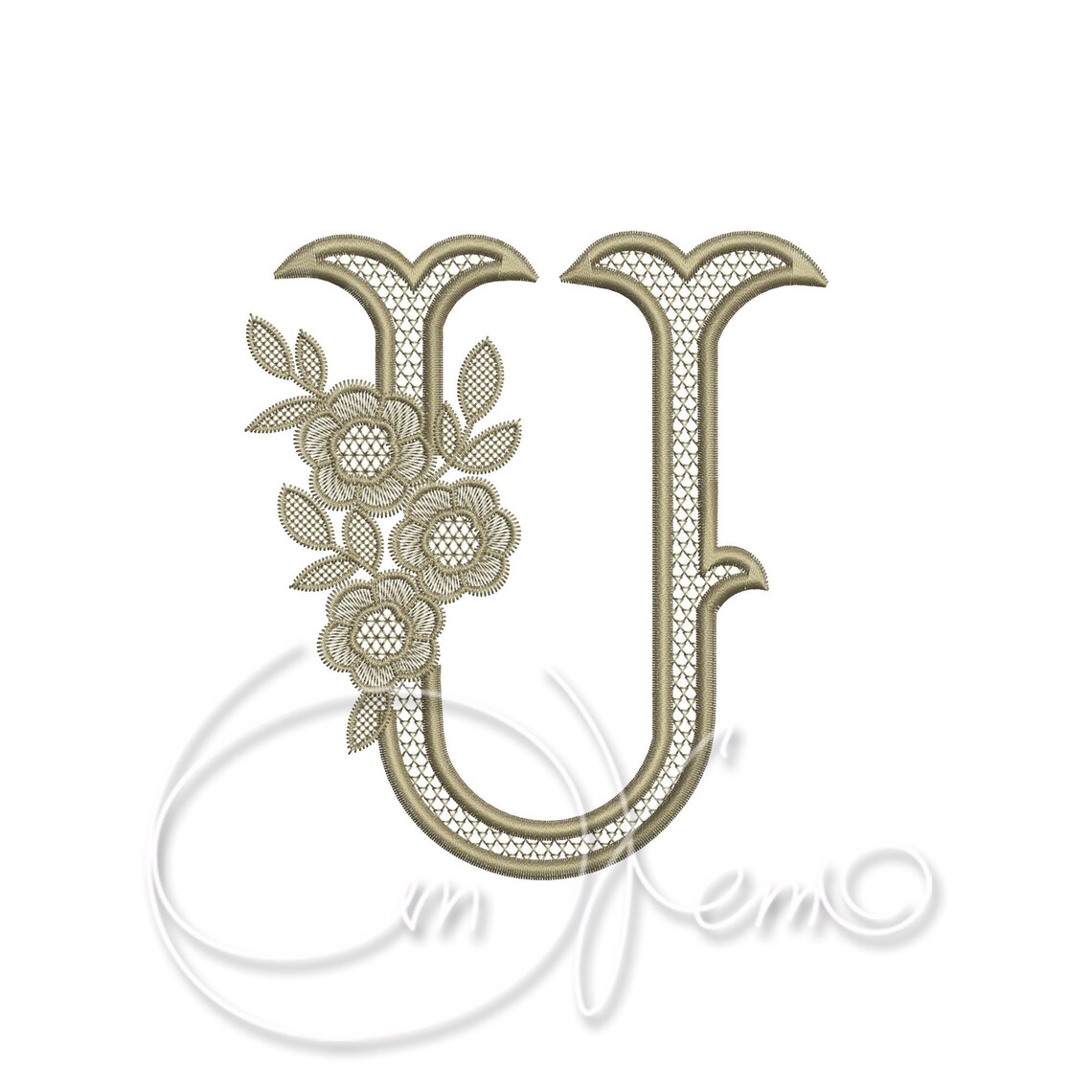 MACHINE EMBROIDERY DESIGN Monogrammed Lace Letter U Hoop 4x4 - Etsy