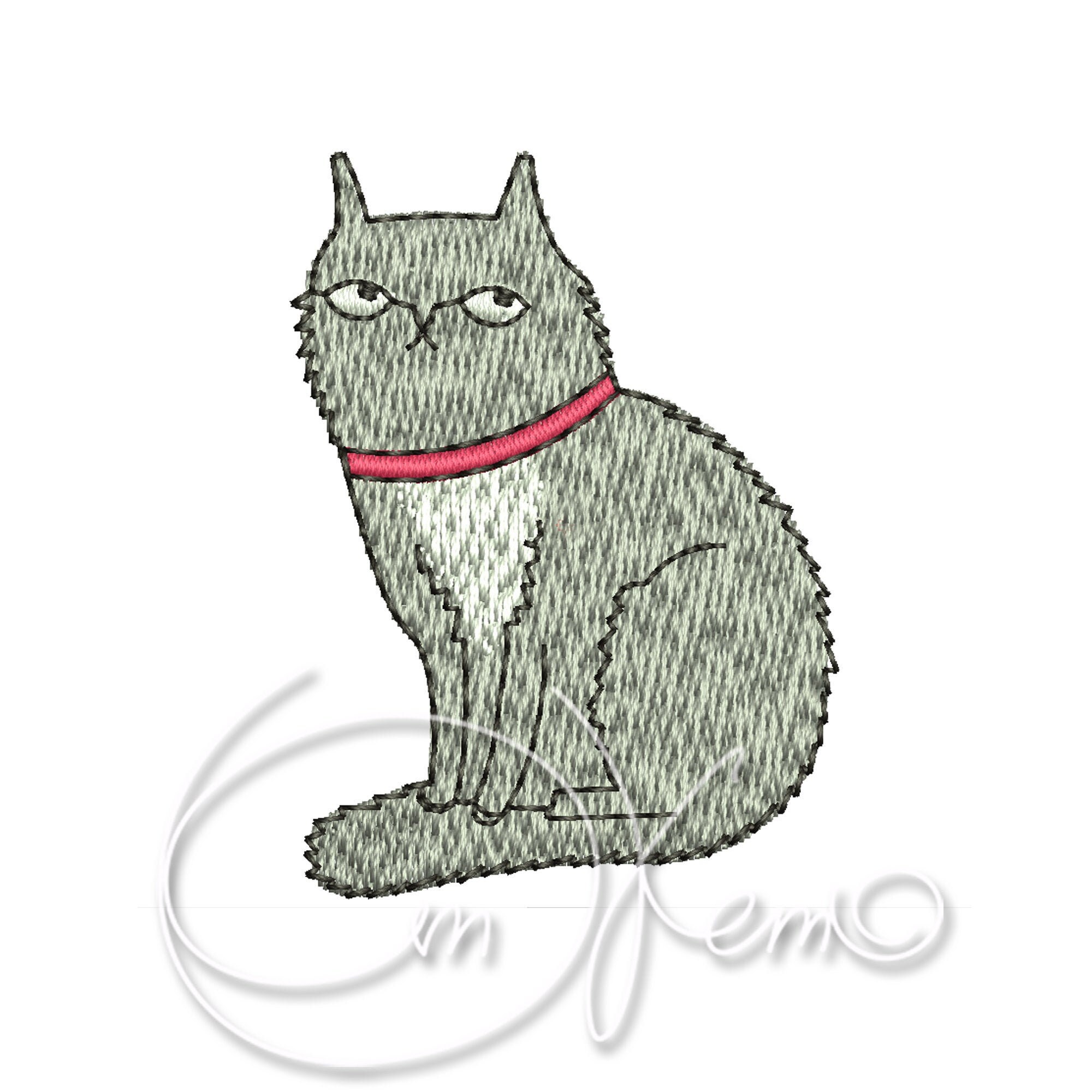 Machine Embroidery Design Kitty Gray Cat Kitten Digitized PES | Etsy