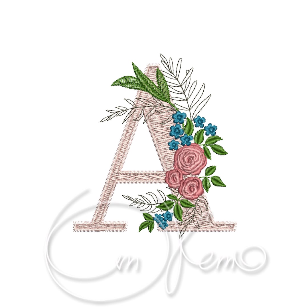 Machine Embroidery Design Capital Letter A Digitized Roses Alphabet ...