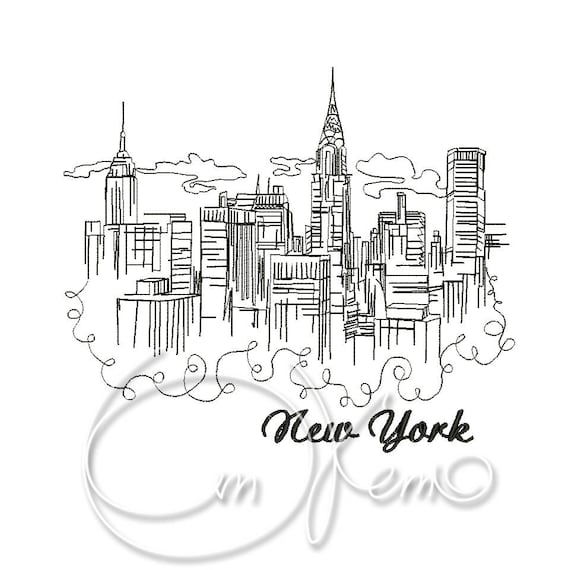 Sewing & Needlecraft London Skyline Embroidery design,One line machine ...