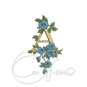 MACHINE EMBROIDERY DESIGN - Blue Flower Letter, Floral Letter A, Forget ...
