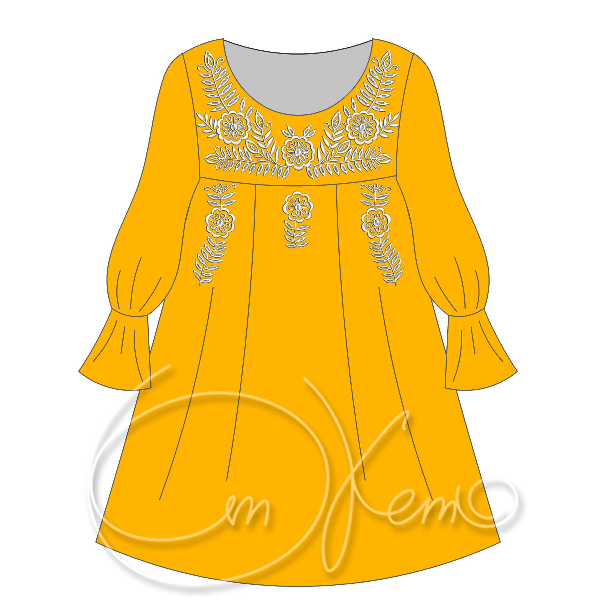 Machine embroidery design Mexican dress for woman Digitized | Etsy