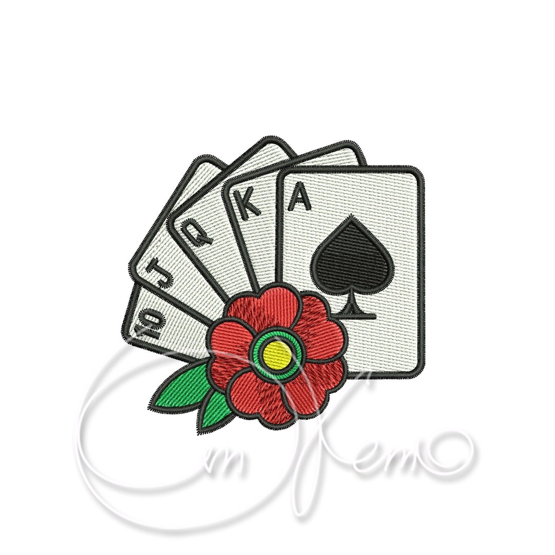 MACHINE EMBROIDERY DESIGN - Old School Tattoo Poker, Royal Flush, Texas ...