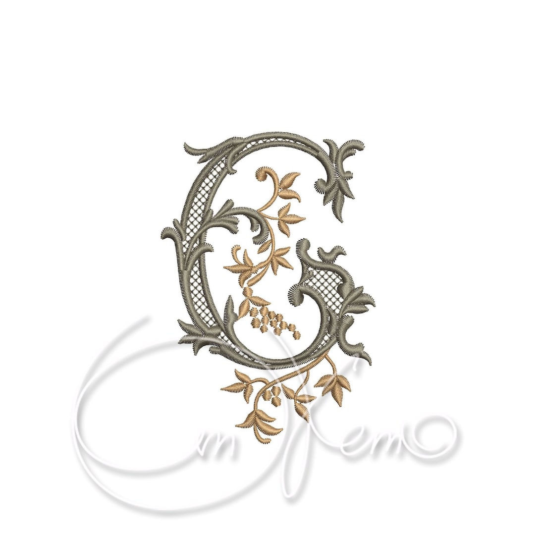 Machine Embroidery Design Capital Letter G Digitized Antique Alphabet ...