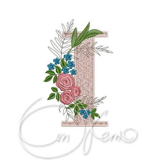 Machine Embroidery Design Capital Letter I Digitized Roses - Etsy