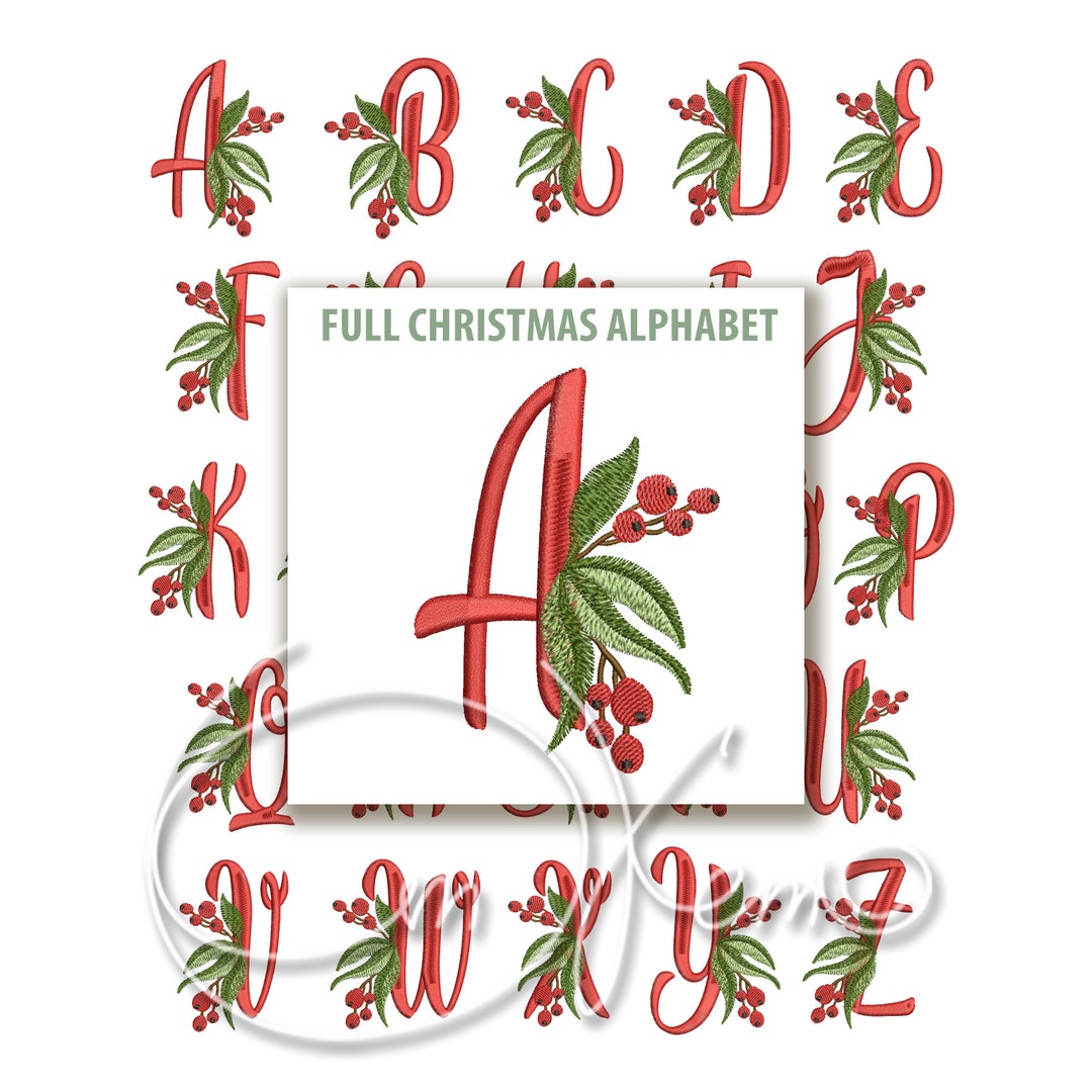Machine Embroidery Design - Christmas Alphabet, Christmas Initials ...