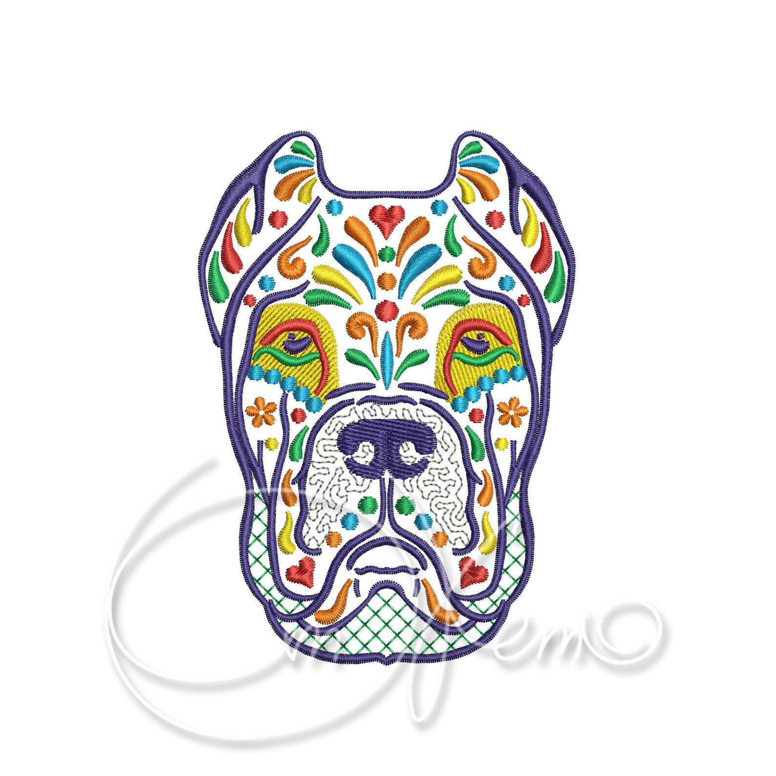 Machine Embroidery Design - Calavera Dog Cane Corso Design PES Instant ...