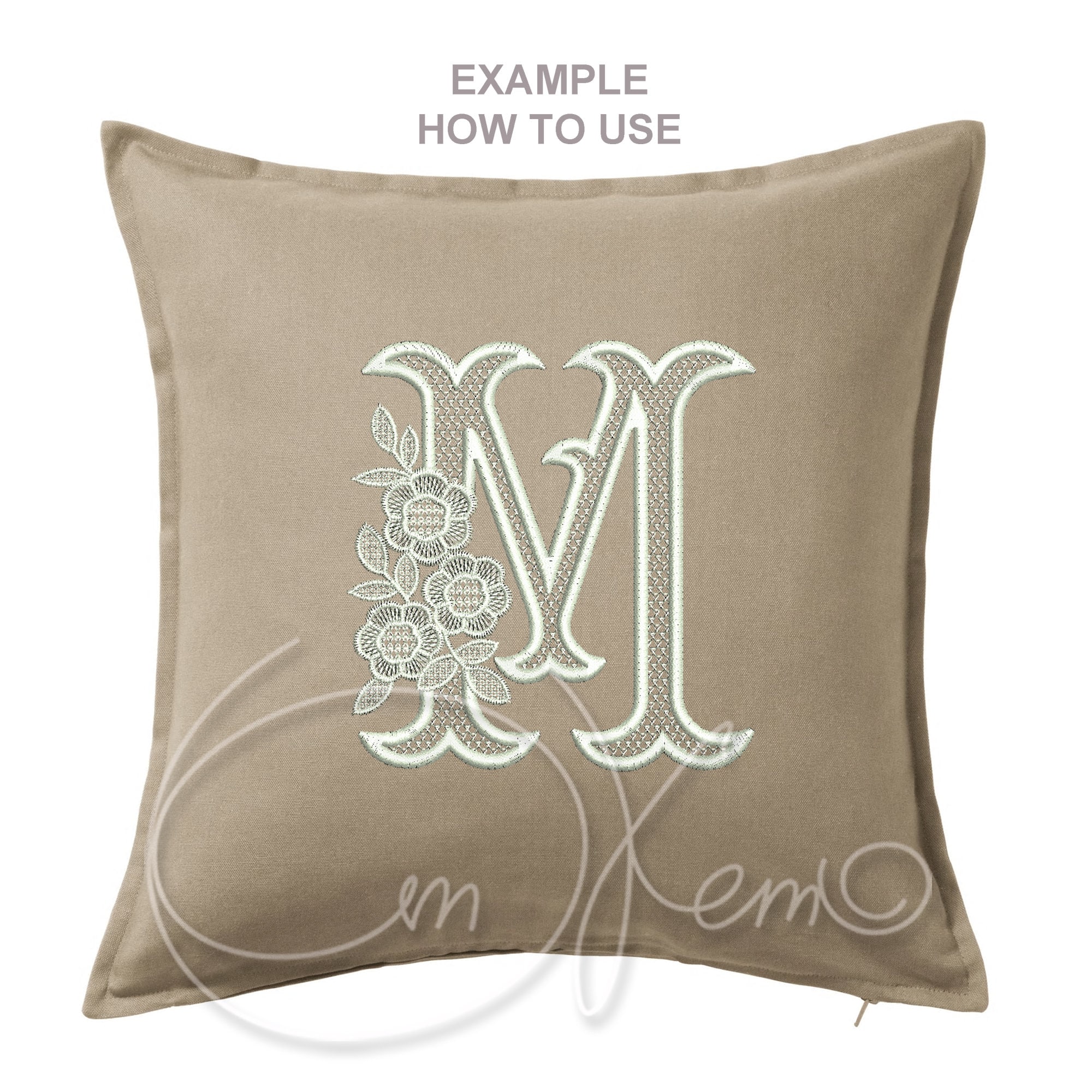 MACHINE EMBROIDERY DESIGN - Monogrammed Lace Letter M Hoop 4x4 7x5 ...