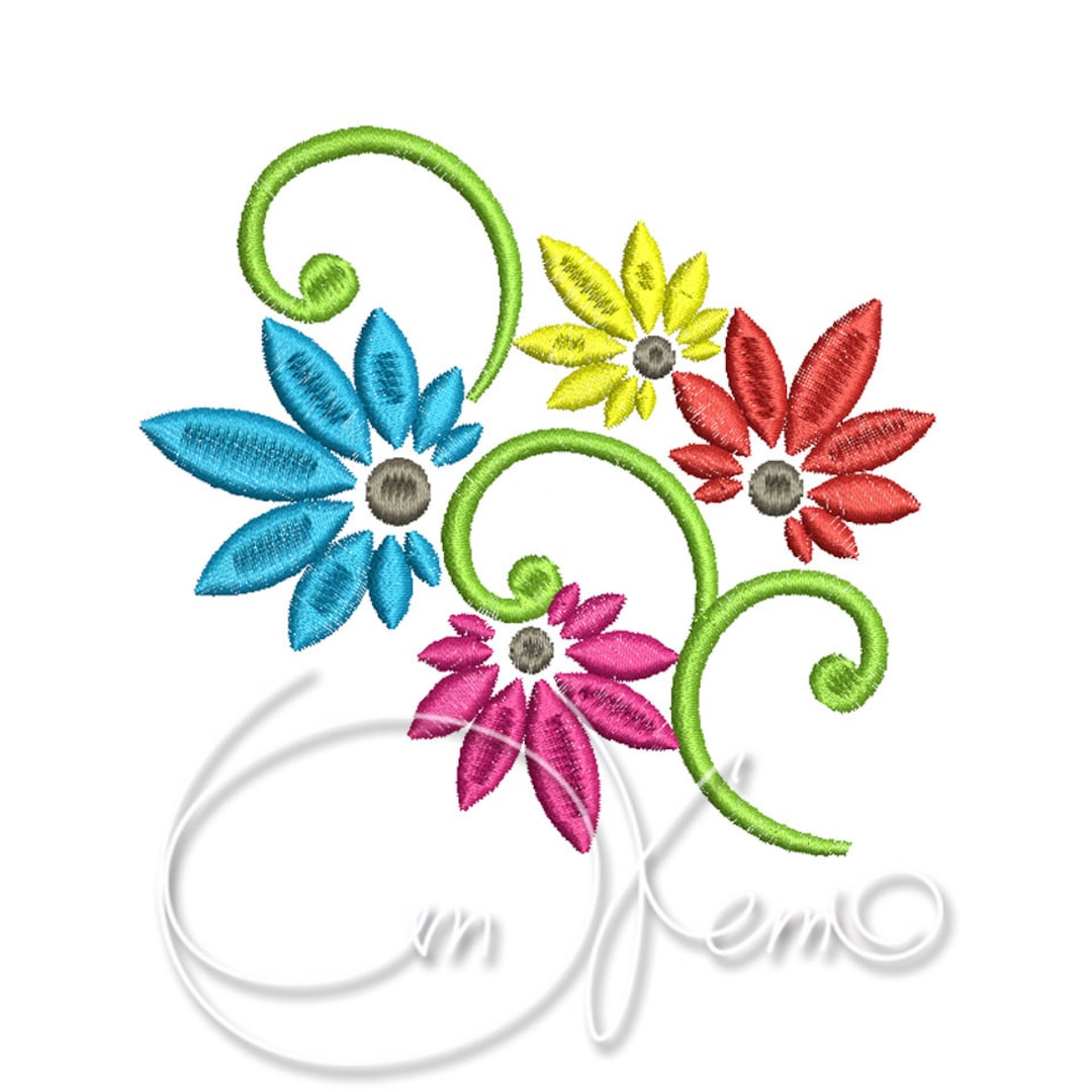 Machine Embroidery Design Flowers PES Instant Download 4x4 Flower ...