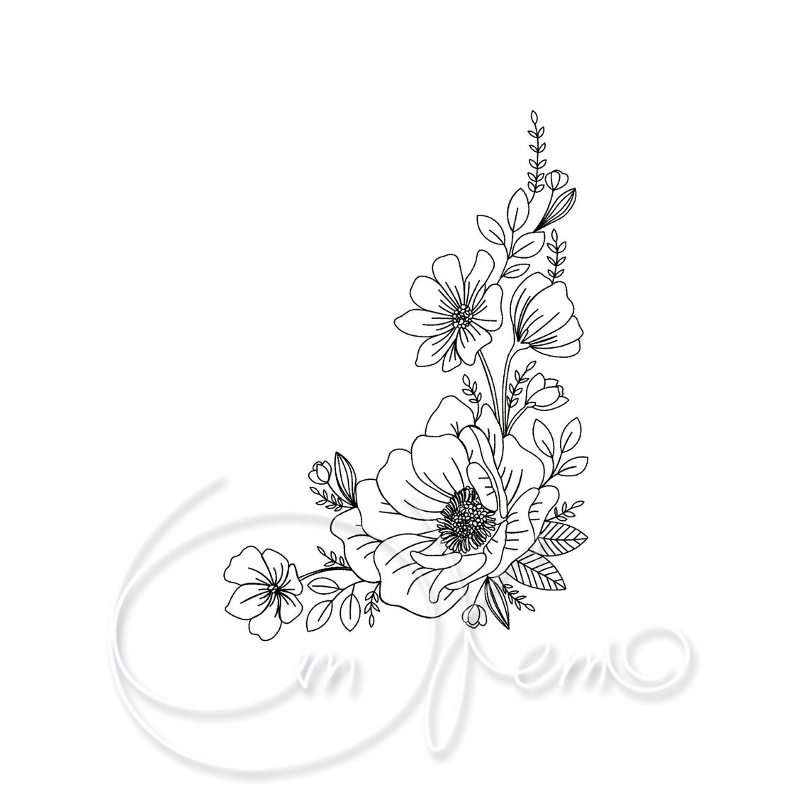 MACHINE EMBROIDERY DESIGN Flower Bouquet Floral Corner - Etsy