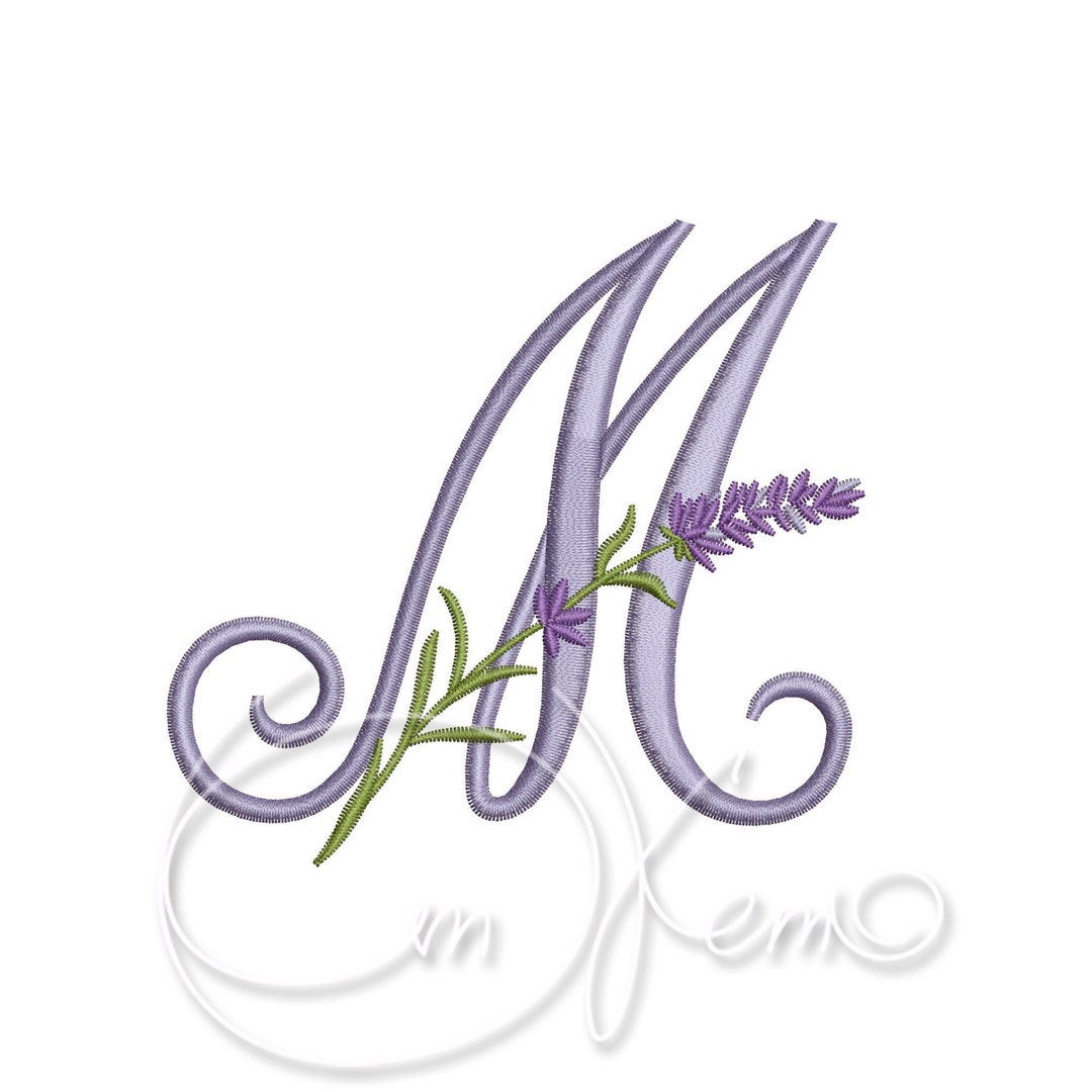 Machine Embroidery Design Capital Letter M Digitized Lavender Alphabet ...