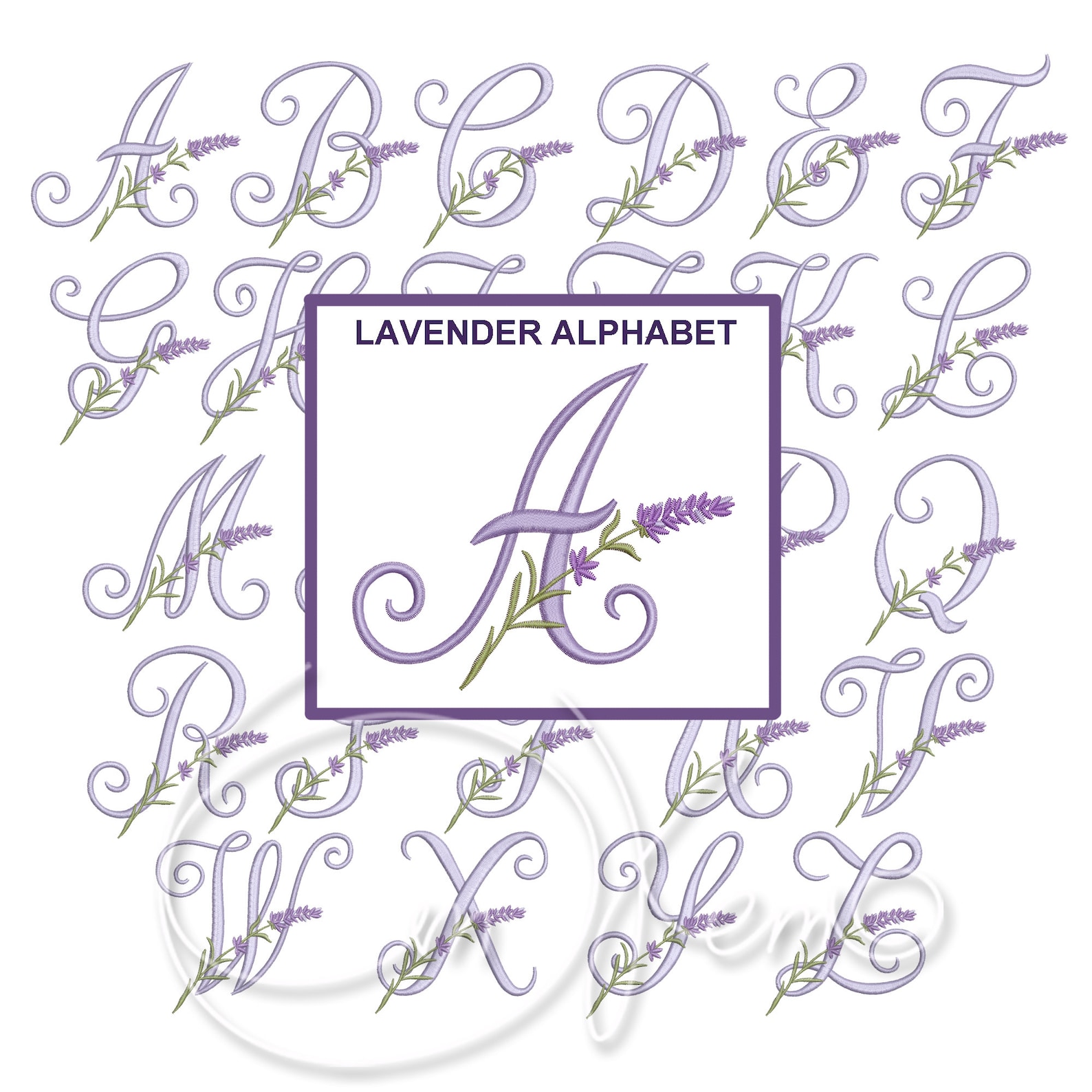 Machine Embroidery Design Capital Letter W Digitized Lavender Alphabet ...