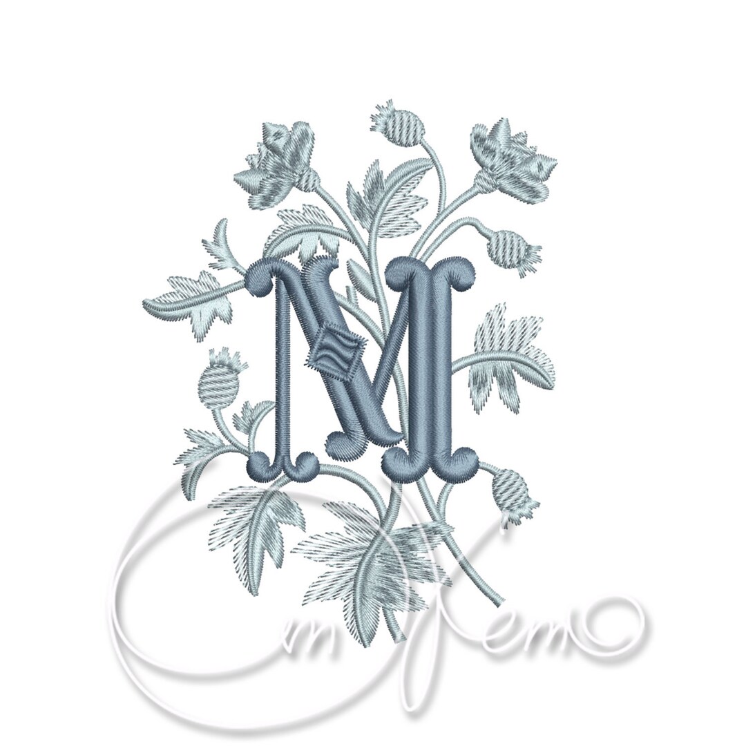Machine Embroidery Design Capital Letter M Digitized Antique Alphabet ...