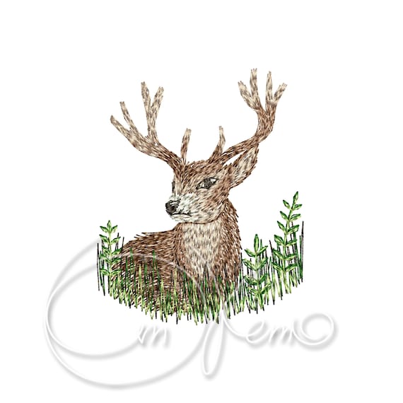Machine Embroidery Design Deer Instant Download 4x4 Hand | Etsy