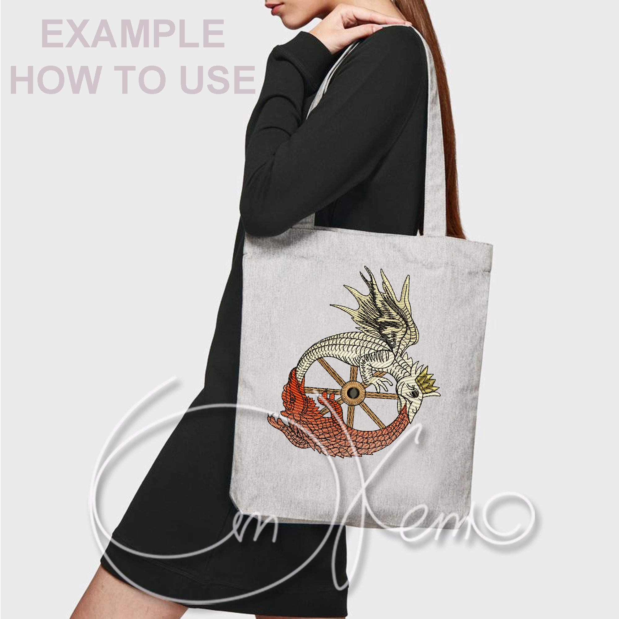 Machine embroidery design Ouroboros Dragons design Digitized | Etsy