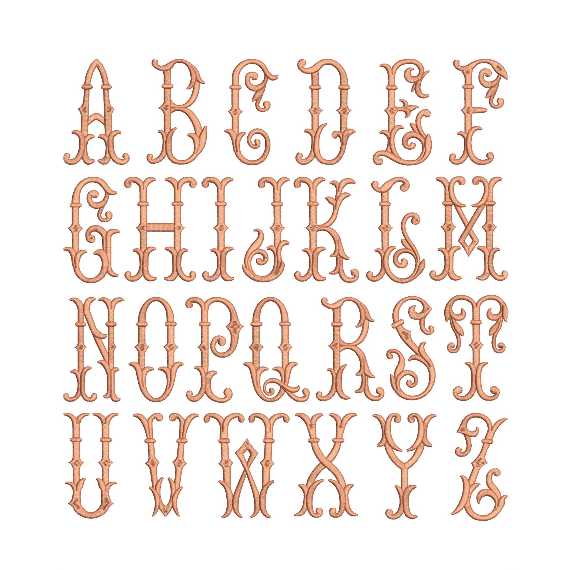 MACHINE EMBROIDERY DESIGN - Full Set Alphabet, Vintage Letter ...