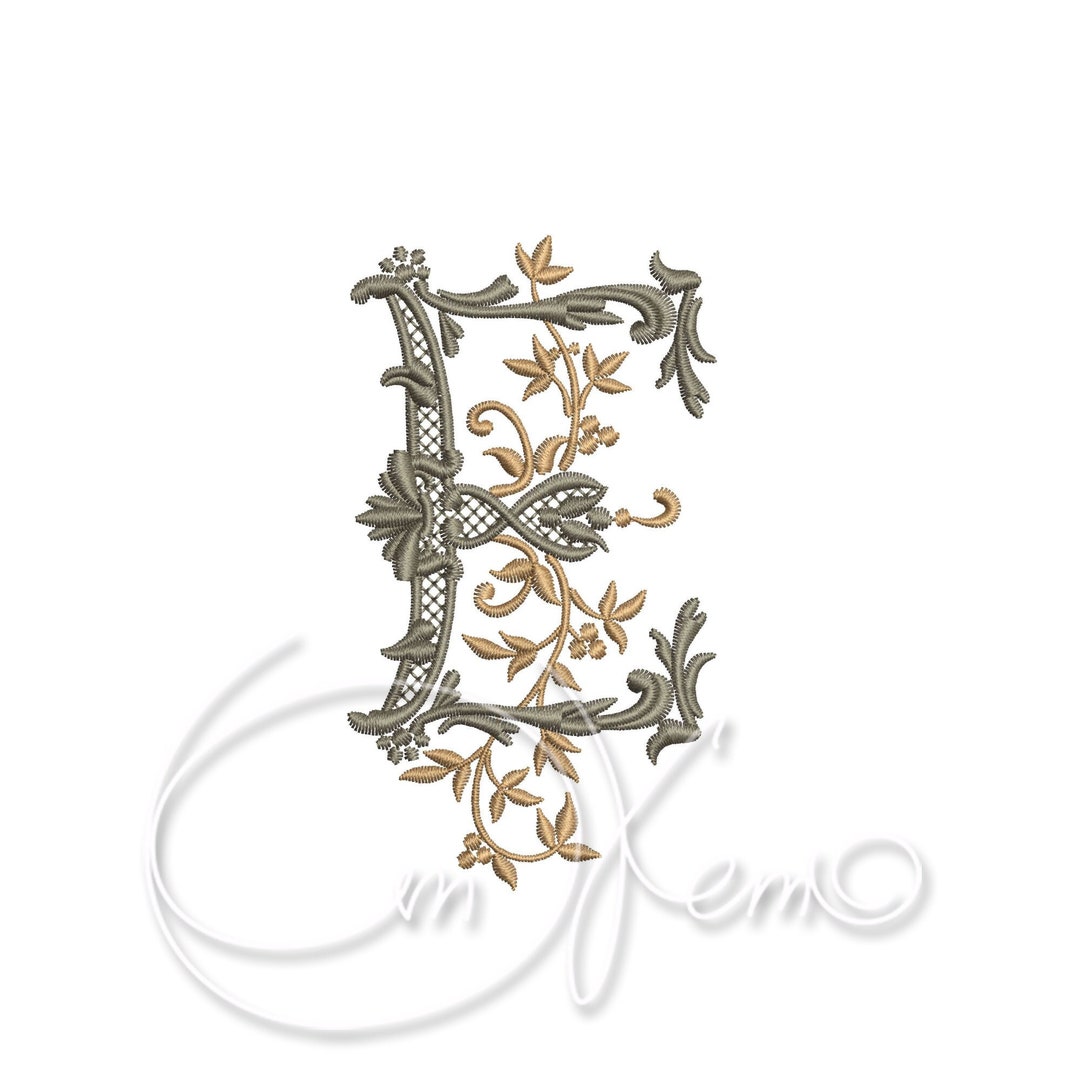 Machine Embroidery Design Capital Letter E Digitized Antique Alphabet ...
