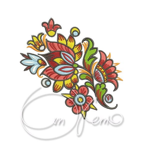 Machine Embroidery Design Flower Rustic Embroidery PES | Etsy