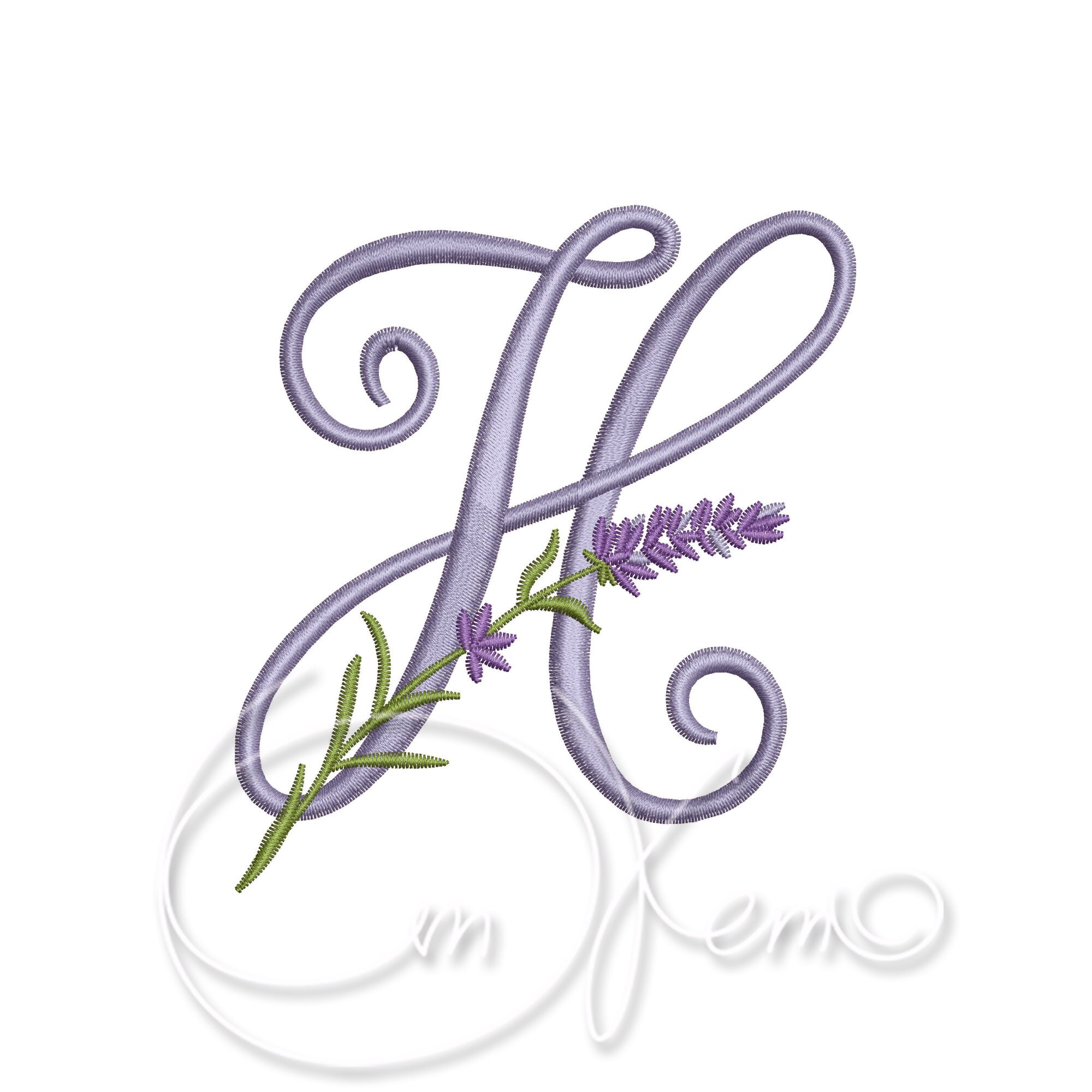 Machine Embroidery Design Capital Letter H Digitized Lavender | Etsy