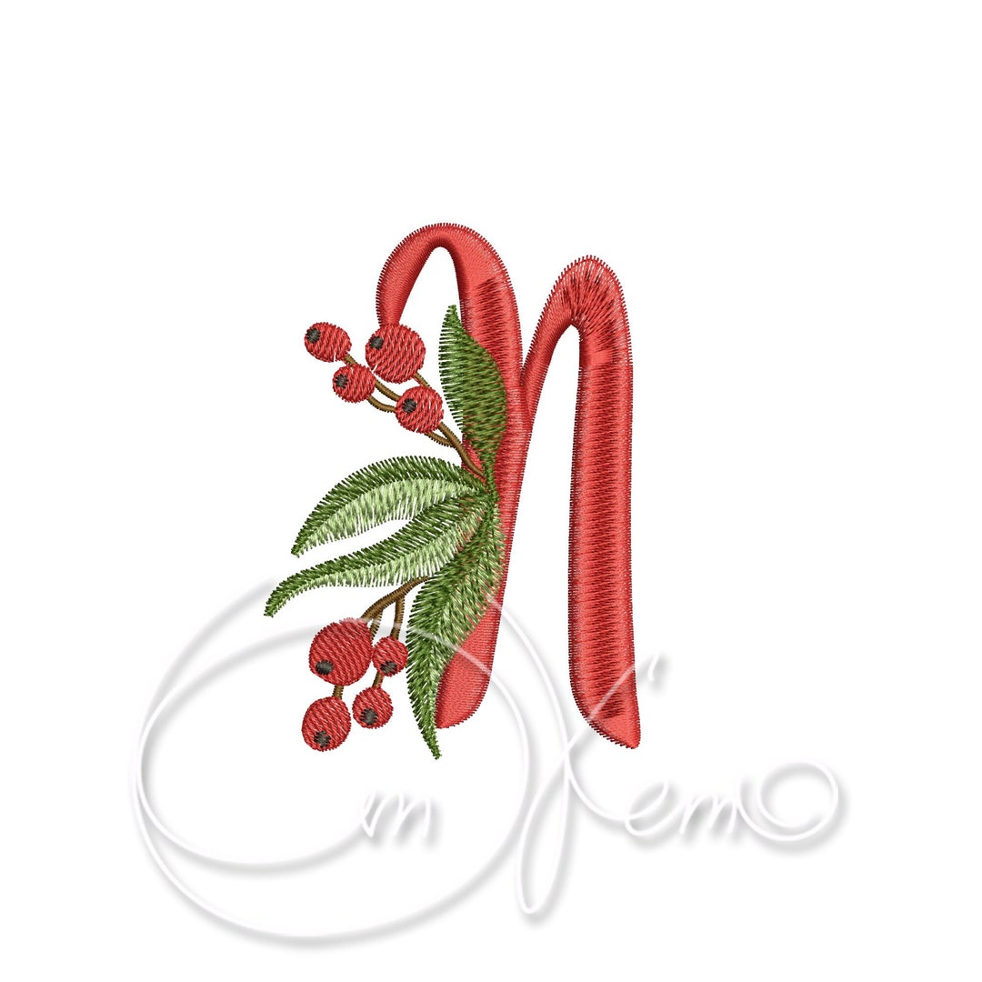Machine Embroidery Design - Letter N, Christmas Initials, Jingle Bells ...