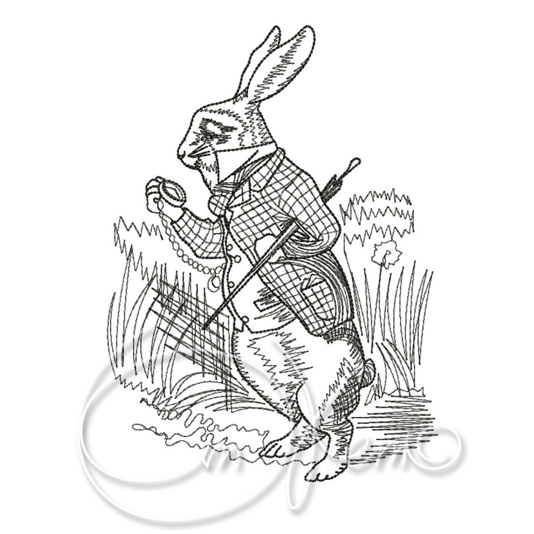 MACHINE EMBROIDERY DESIGN - White Rabbit Embroidery, Tea Party ...