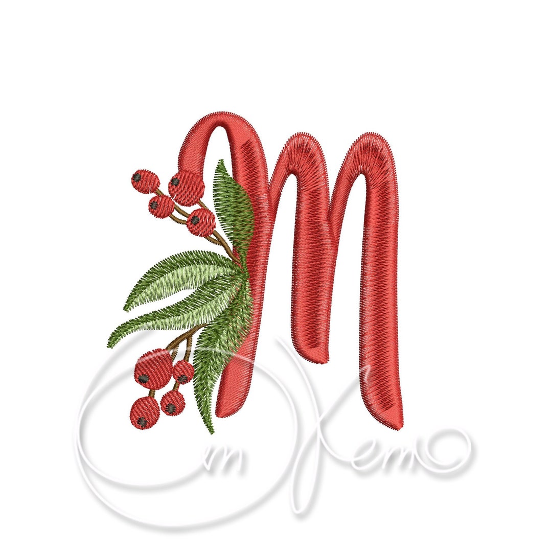 Machine Embroidery Design - Letter M, Christmas Initials, Jingle Bells ...