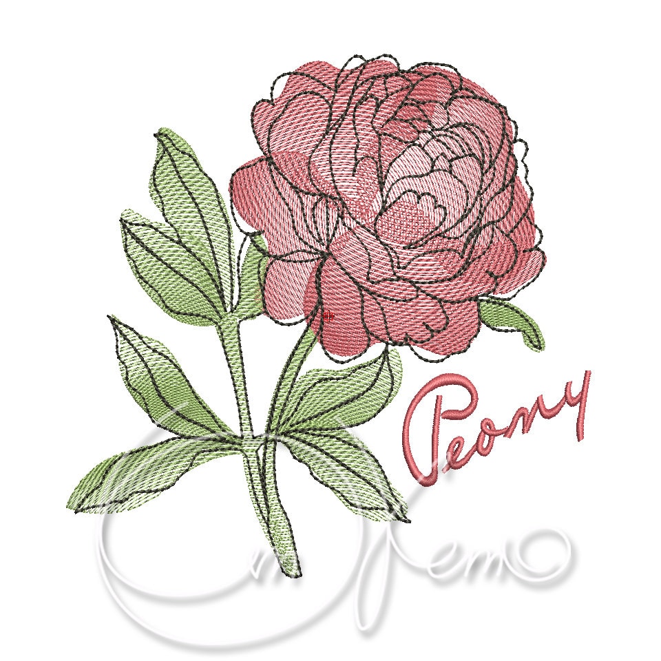 MACHINE EMBROIDERY DESIGN Peony flower embroidery Peony | Etsy