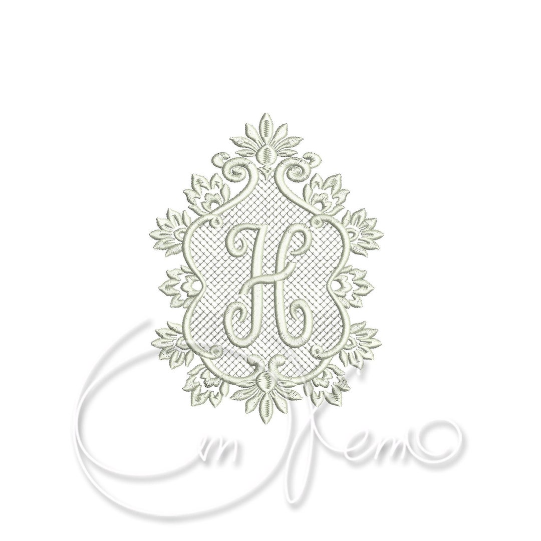 Machine Embroidery Design - Monogrammed Lace Letter H 4x4 Hoop 7x5 Hoop ...