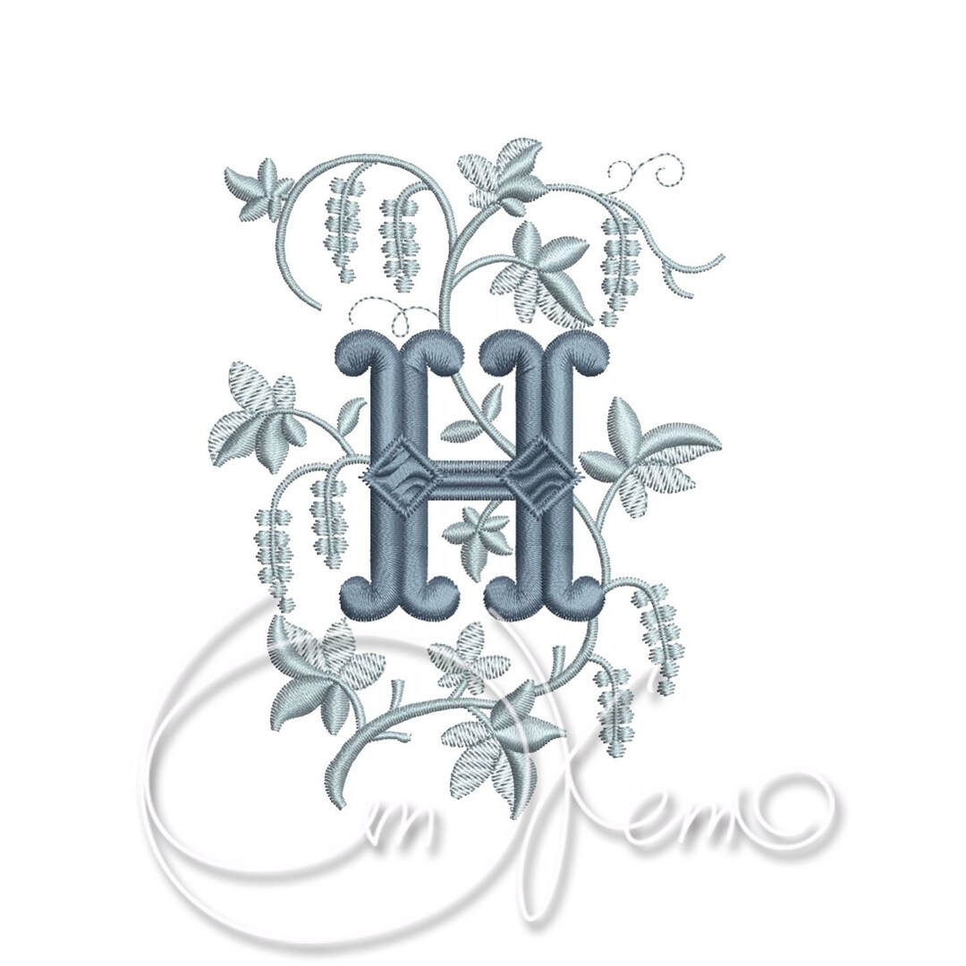 Machine Embroidery Design Capital Letter H Digitized Antique Alphabet ...
