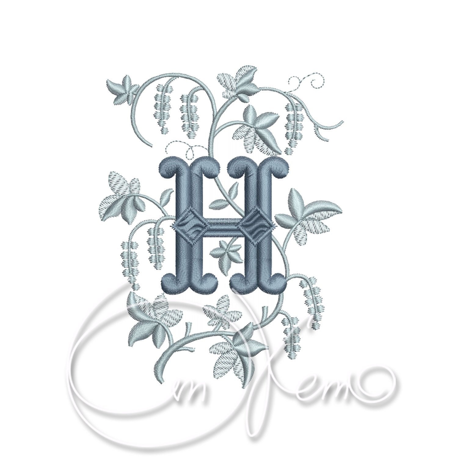 Machine Embroidery Design Capital Letter H Digitized Antique Alphabet ...