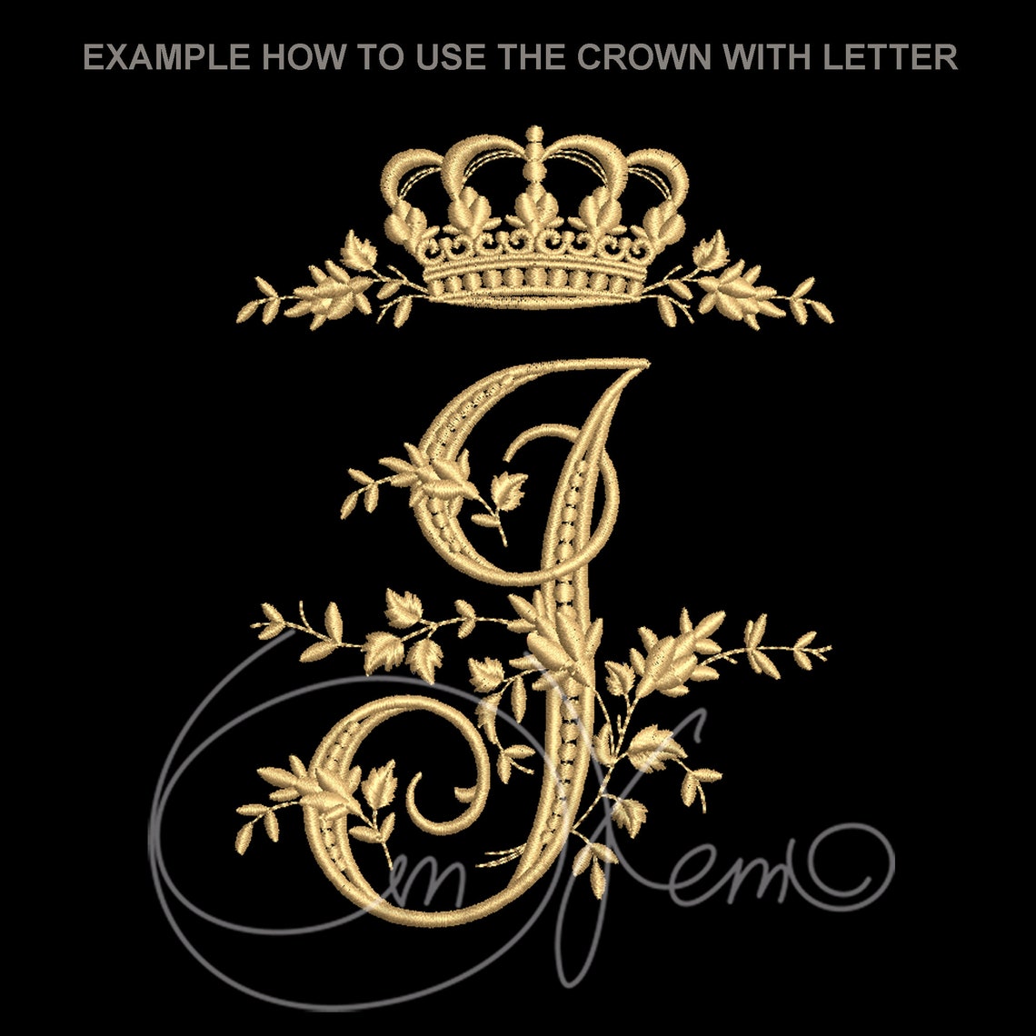 Machine Embroidery Design Monogram Crown Digitized Alphabet - Etsy