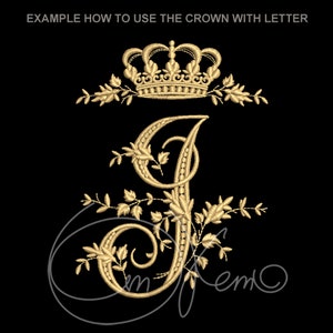 Machine Embroidery Design Monogram Crown Digitized Alphabet Embroidery ...
