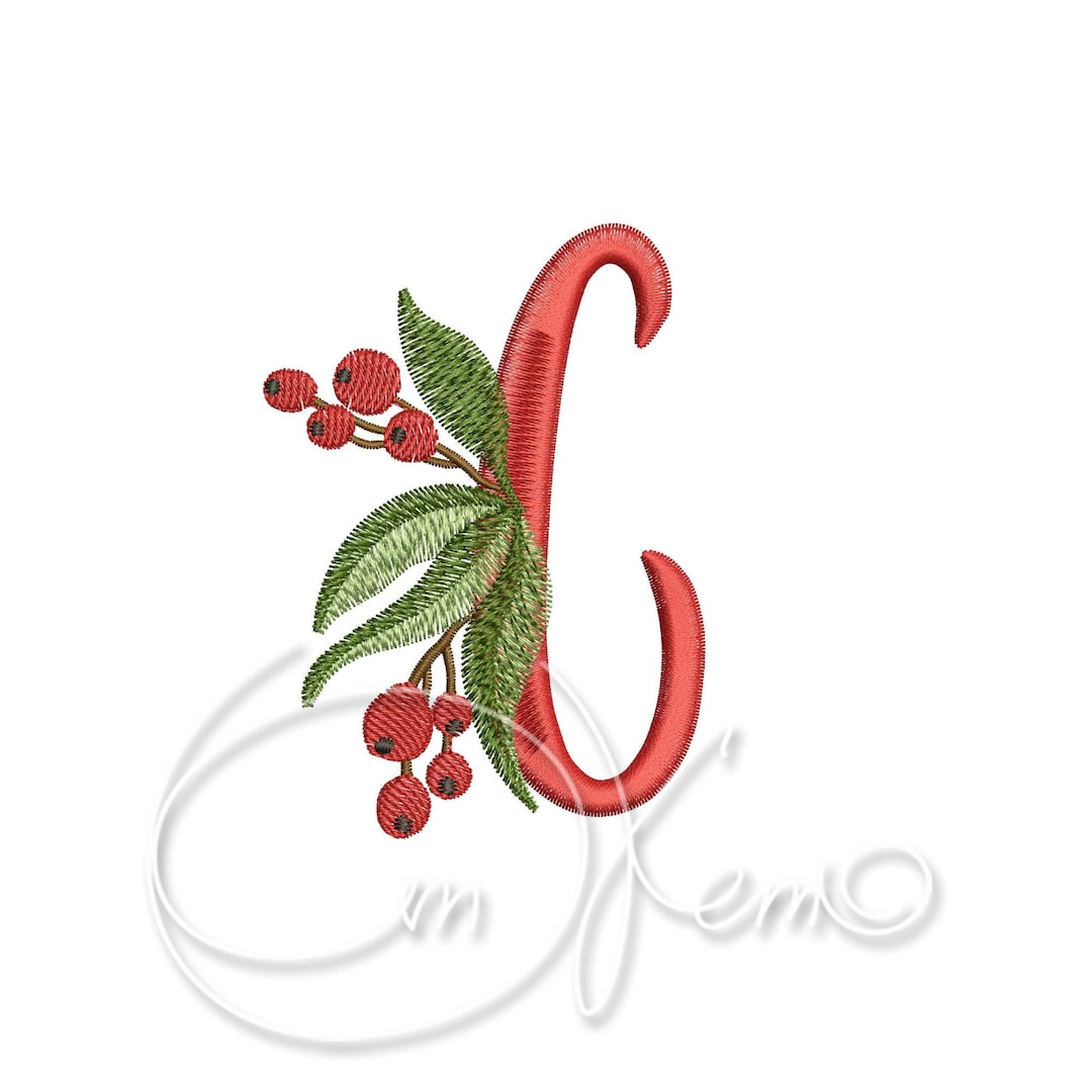 Machine Embroidery Design - Letter C, Christmas Initials, Jingle Bells ...
