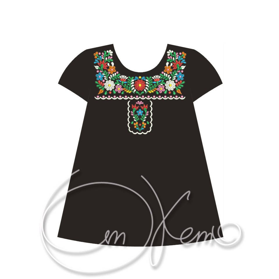 Machine embroidery design Mexican dress for girl Digitized | Etsy