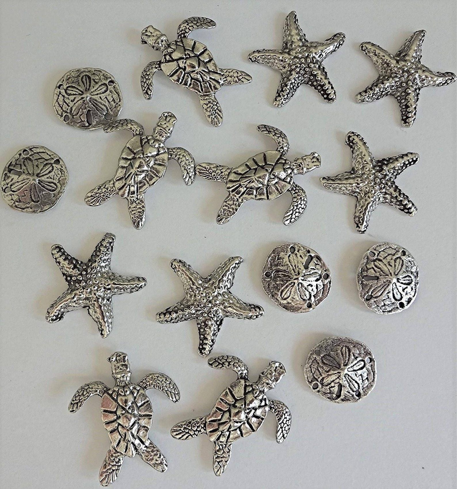 Sea Life Push Pins (15 Pc Set) | Decorative Gold Starfish Seashell ...