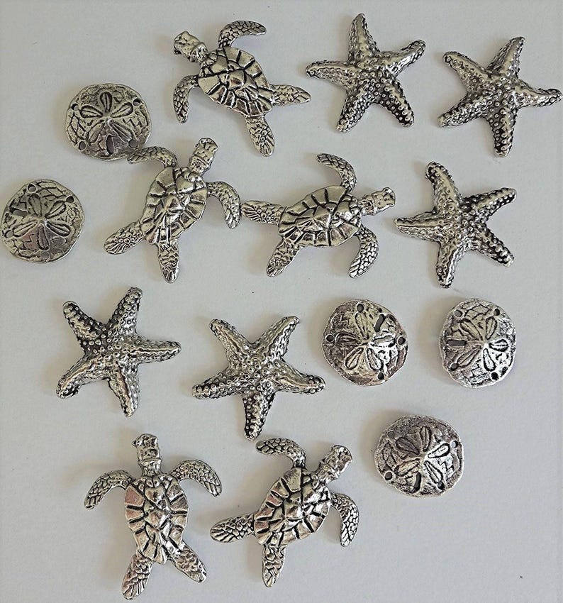 Sea Life Push Pins (15 Pc Set) | Decorative Gold Starfish Seashell ...