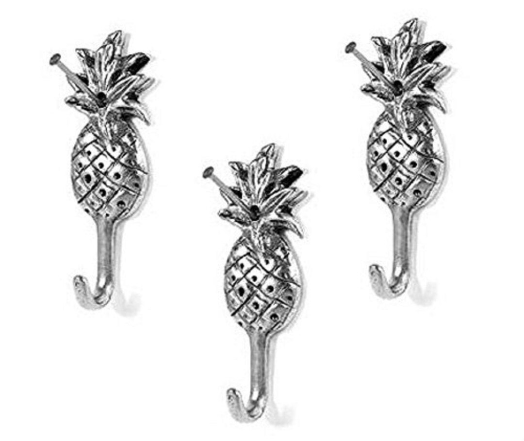 Pineapple Hooks, Tropical Wall Hooks, Coastal Home Decor, Gold Wall Hooks, Decorative Jewelry ...